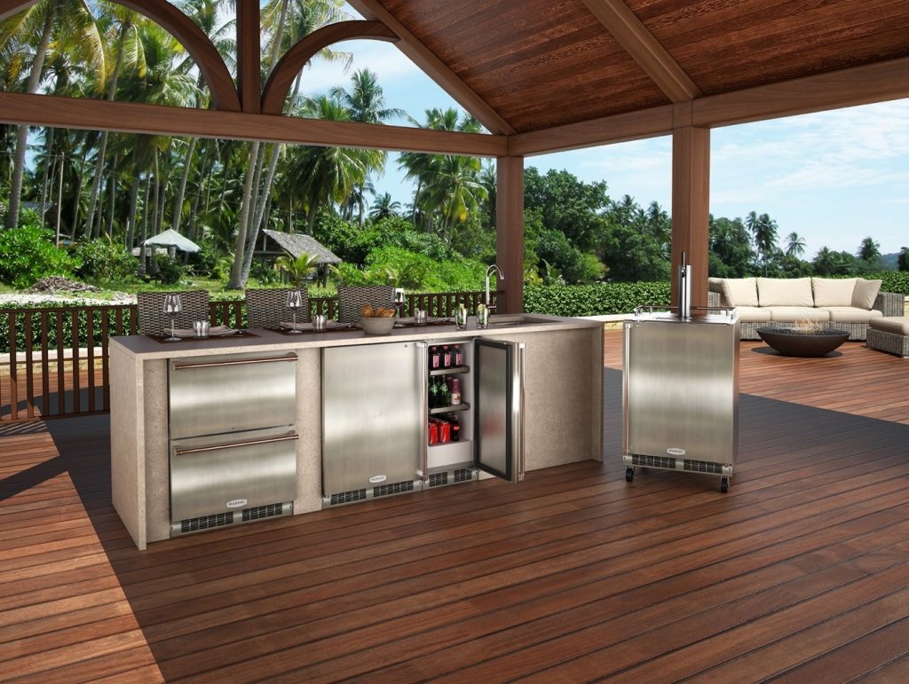 Stainless Steel Outdoor Kitchen Cart And Beverage Center With Fridge ...