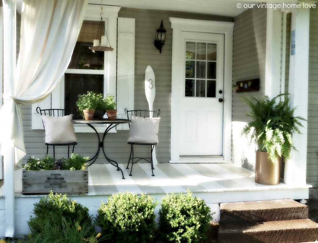 White Country Front Door Skinny Front Porch Decorating Ideas — Randolph ...